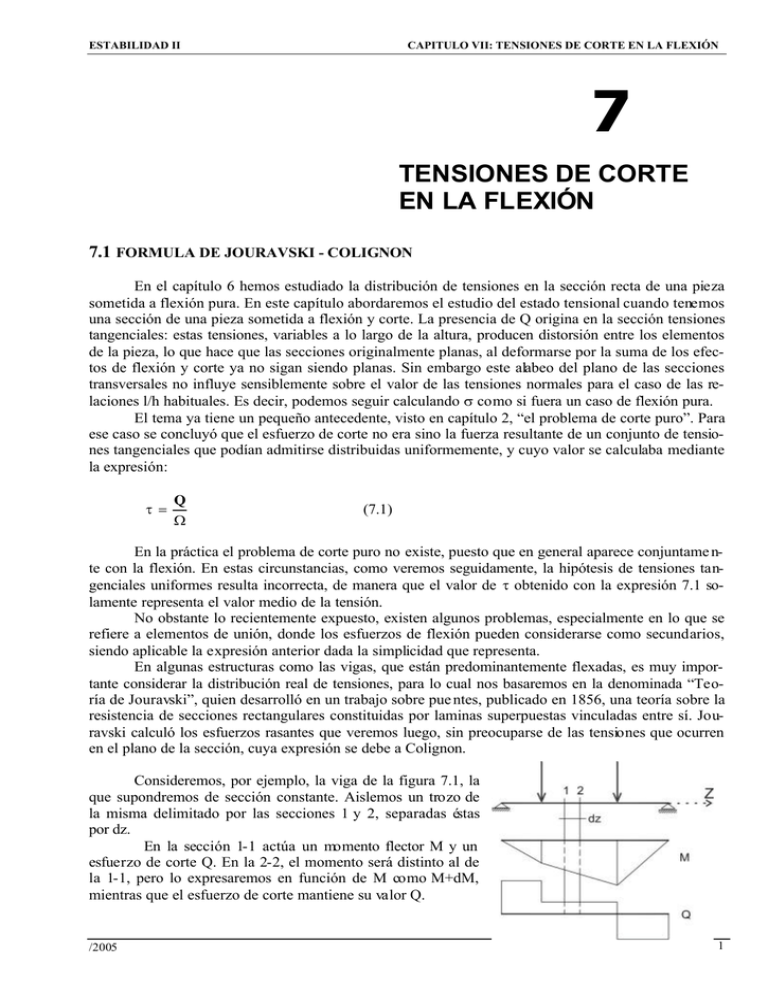 TENSIONES DE CORTE EN LA FLEXIÓN