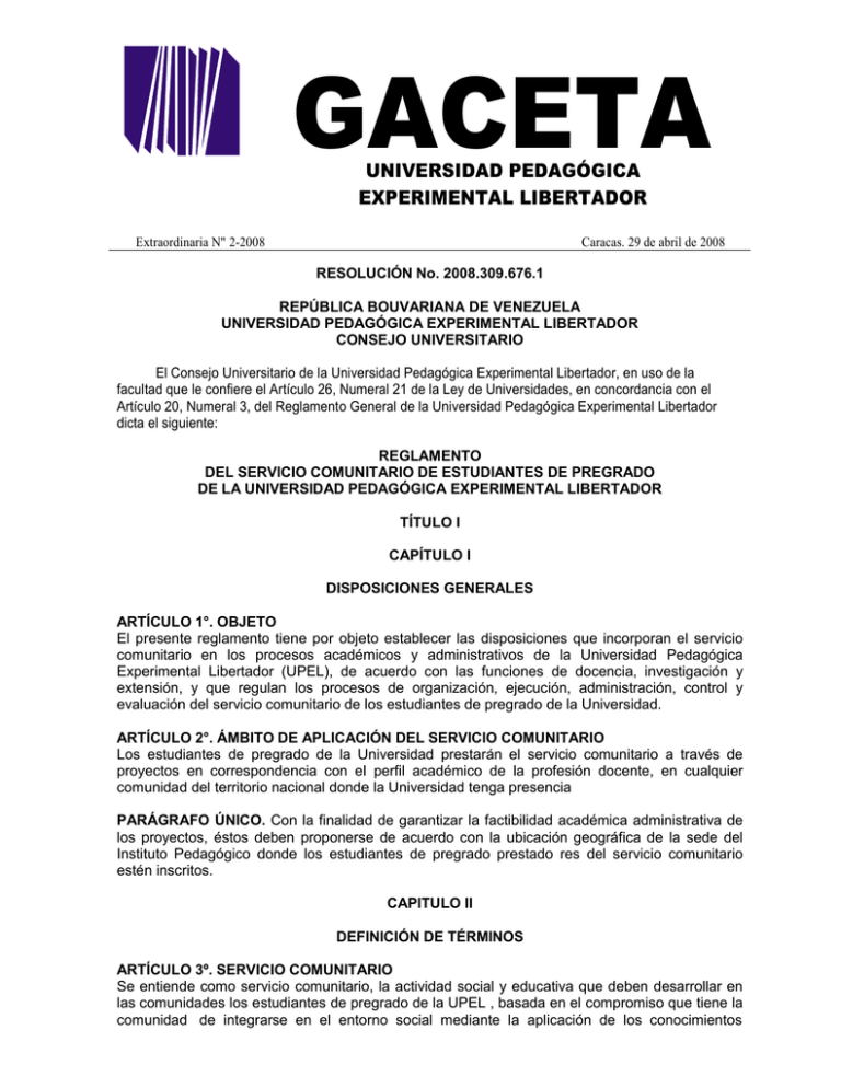 UNIVERSIDAD PEDAGÓGICA EXPERIMENTAL LIBERTADOR