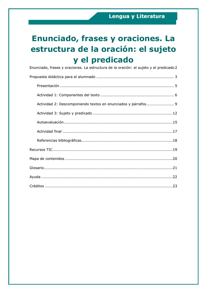 Enunciado, frases y oraciones. La estructura de la oración
