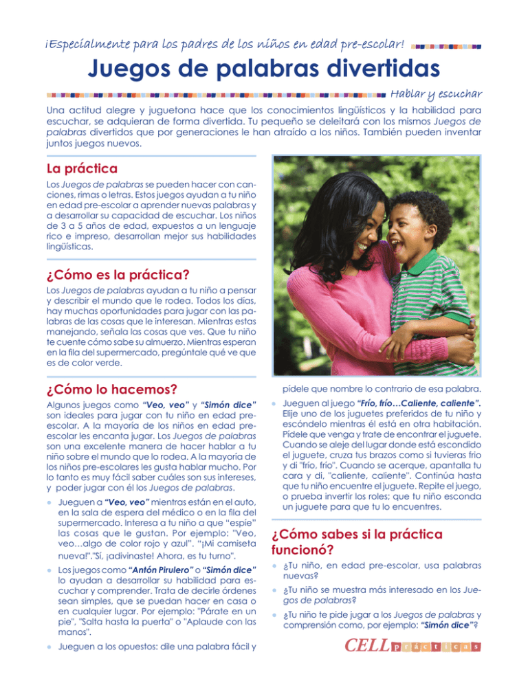 Juegos de palabras divertidas - Center for Early literacy Learning