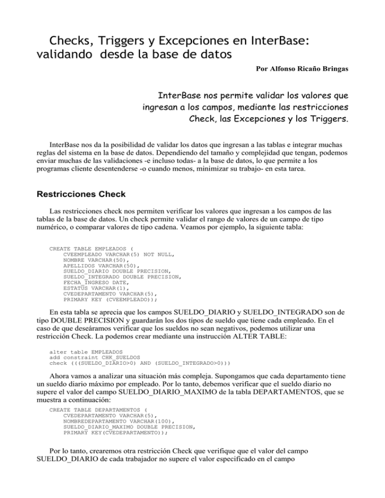 Validando desde la bd