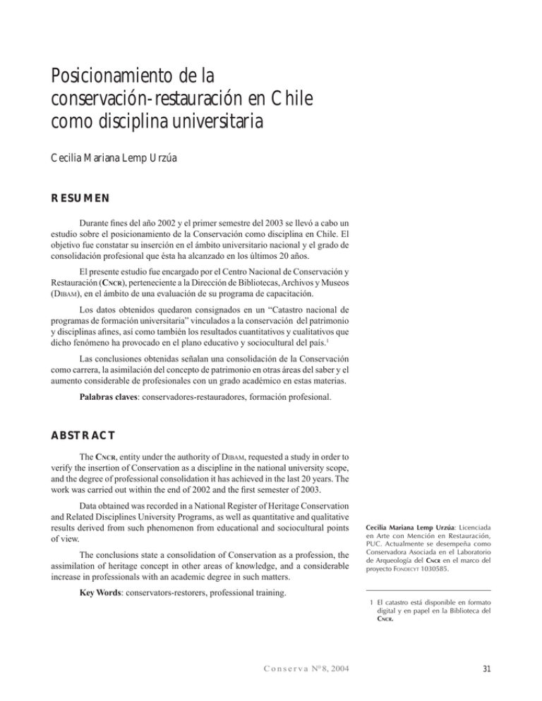 Posicionamiento de la conservación-restauración en Chile