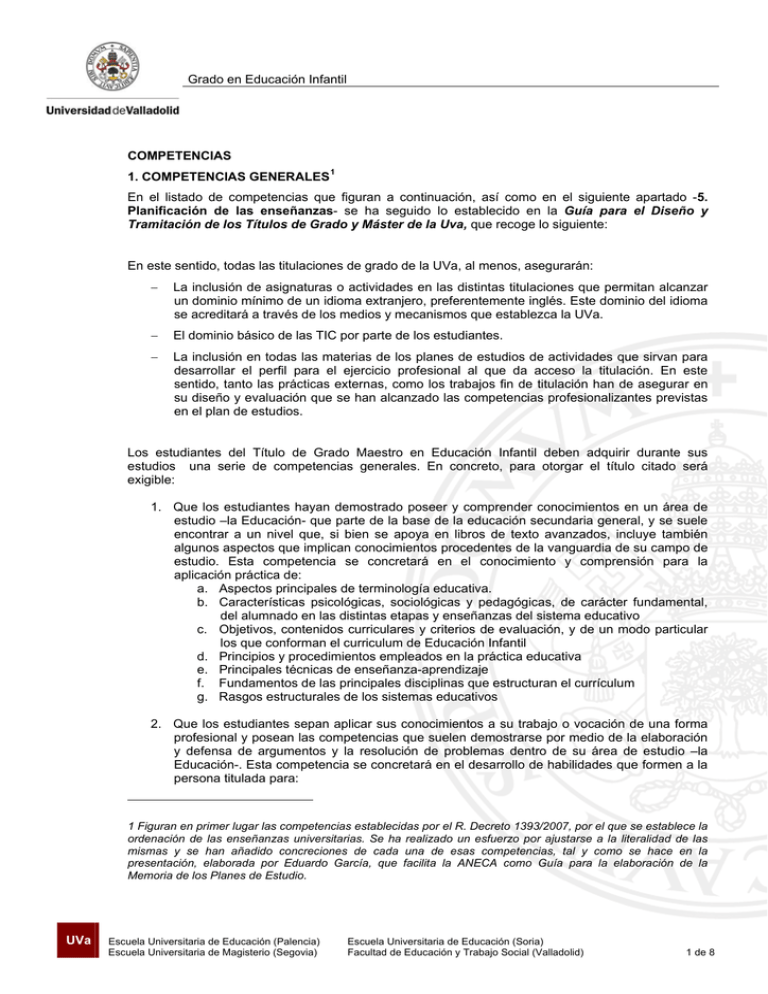 Competencias generales y específicas