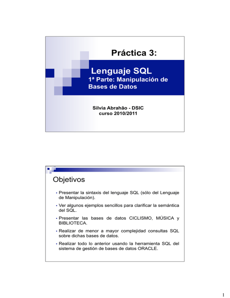 Práctica 3: Lenguaje SQL