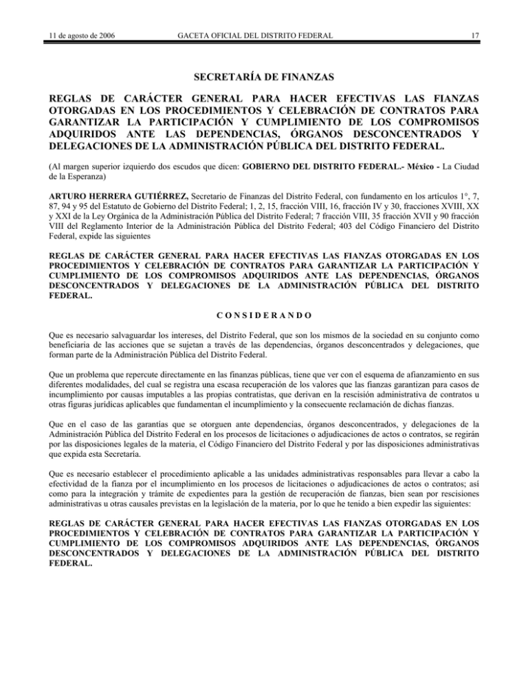 171 reglas para hacer efectivas fianzas