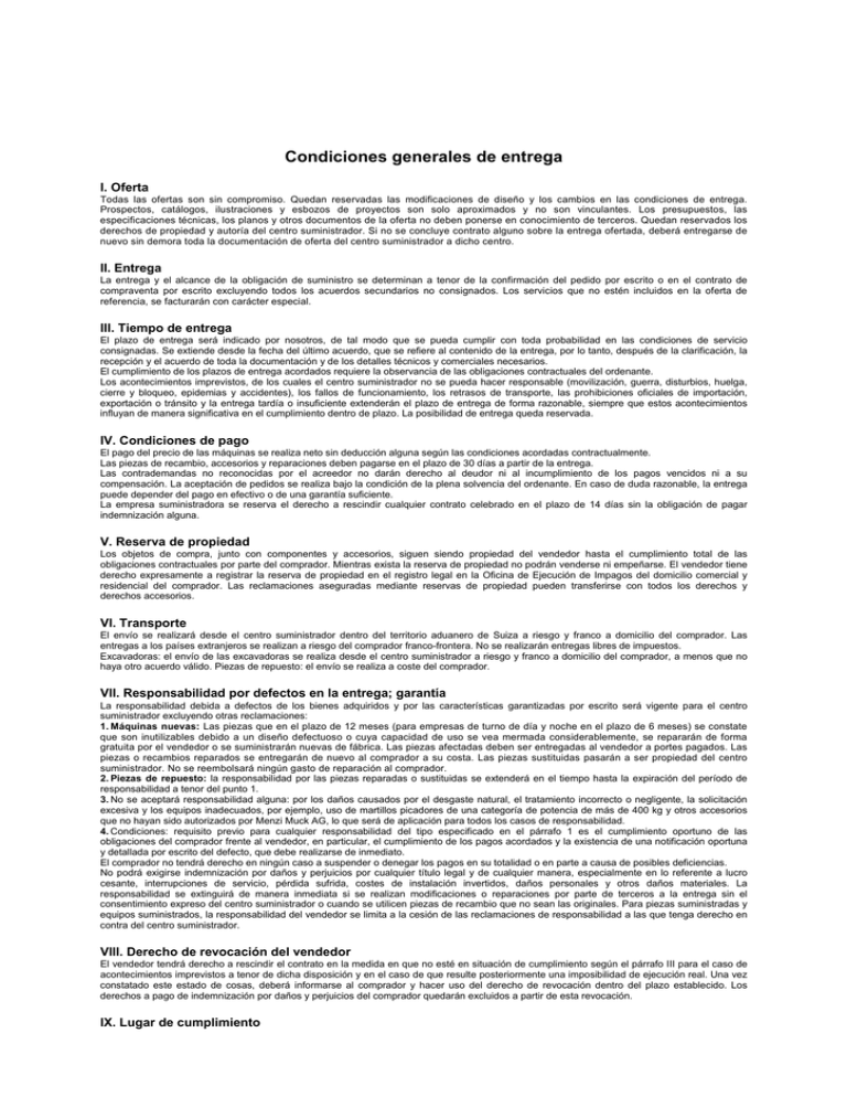 Condiciones generales de entrega