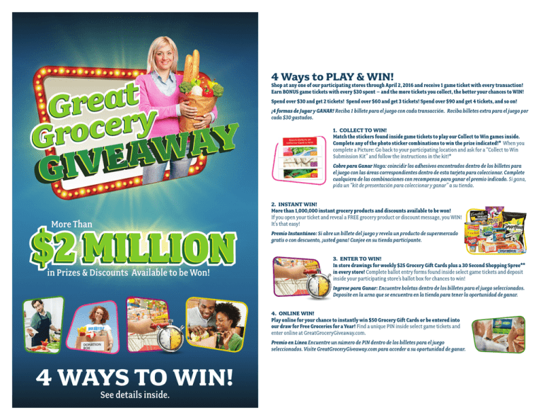 4 WAYS TO WIN! - Great Grocery Giveaway 2016