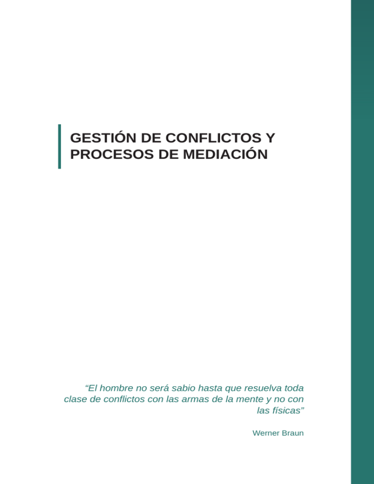 GESTIÓN DE CONFLICTOS Y PROCESOS DE MEDIACIÓN