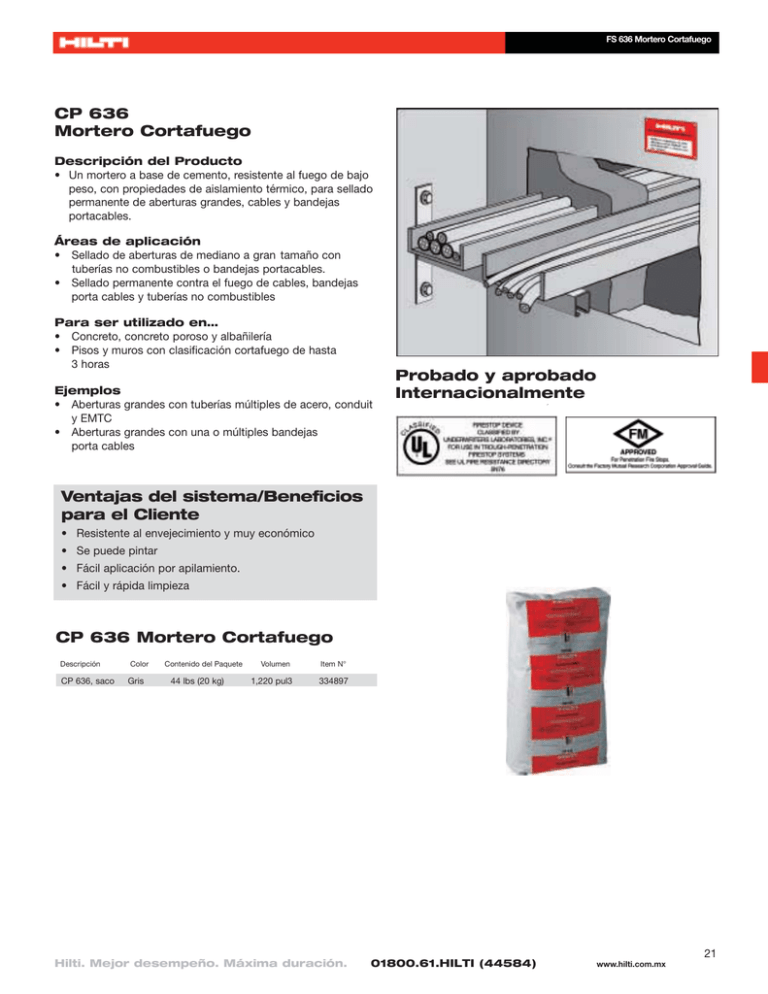 CP 636 Mortero Cortafuego CP 636 Mortero Cortafuego