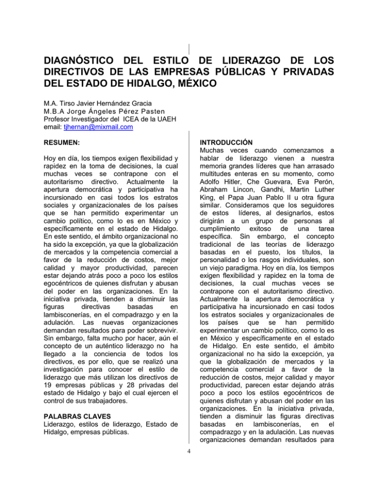DIAGNÓSTICO DEL ESTILO DE LIDERAZGO DE LOS DIRECTIVOS