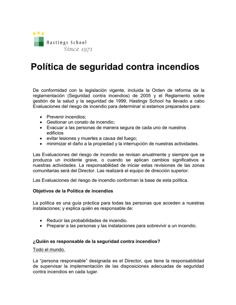 Política de seguridad contra incendios
