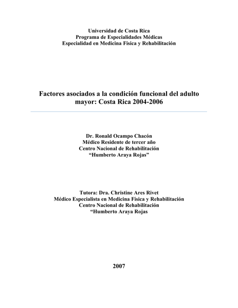 Factores asociados a la condición funcional del adulto mayor