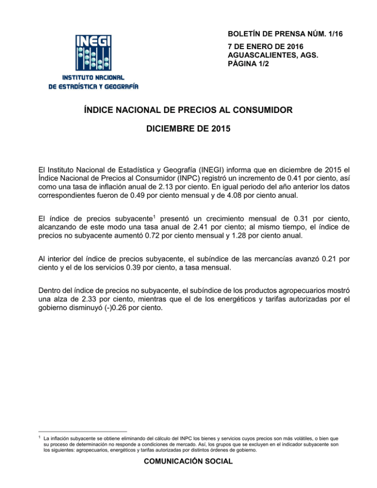 Índice Nacional de Precios al Consumidor