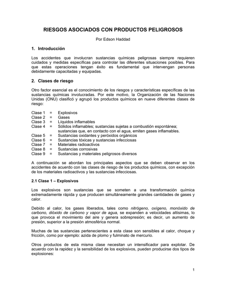 riesgos asociados con productos peligrosos