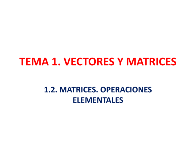 TEMA 1. VECTORES Y MATRICES