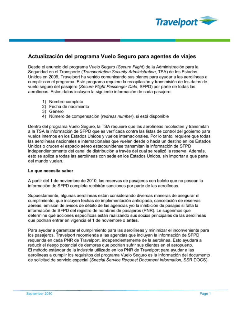 Actualización del programa Vuelo Seguro para agentes
