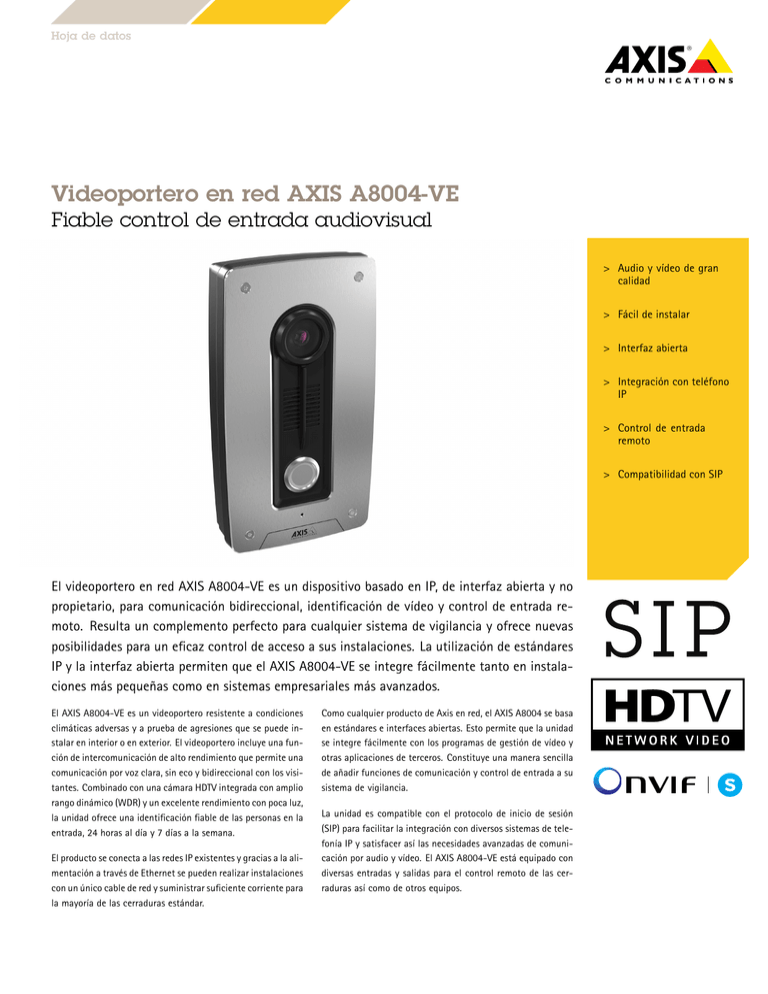 Videoportero en red AXIS A8004-VE