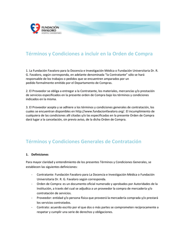 Términos y Condiciones de Contratación de Compras