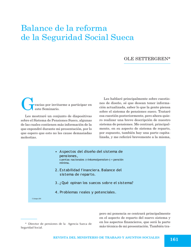 Balance de la reforma de la Seguridad Social Sueca