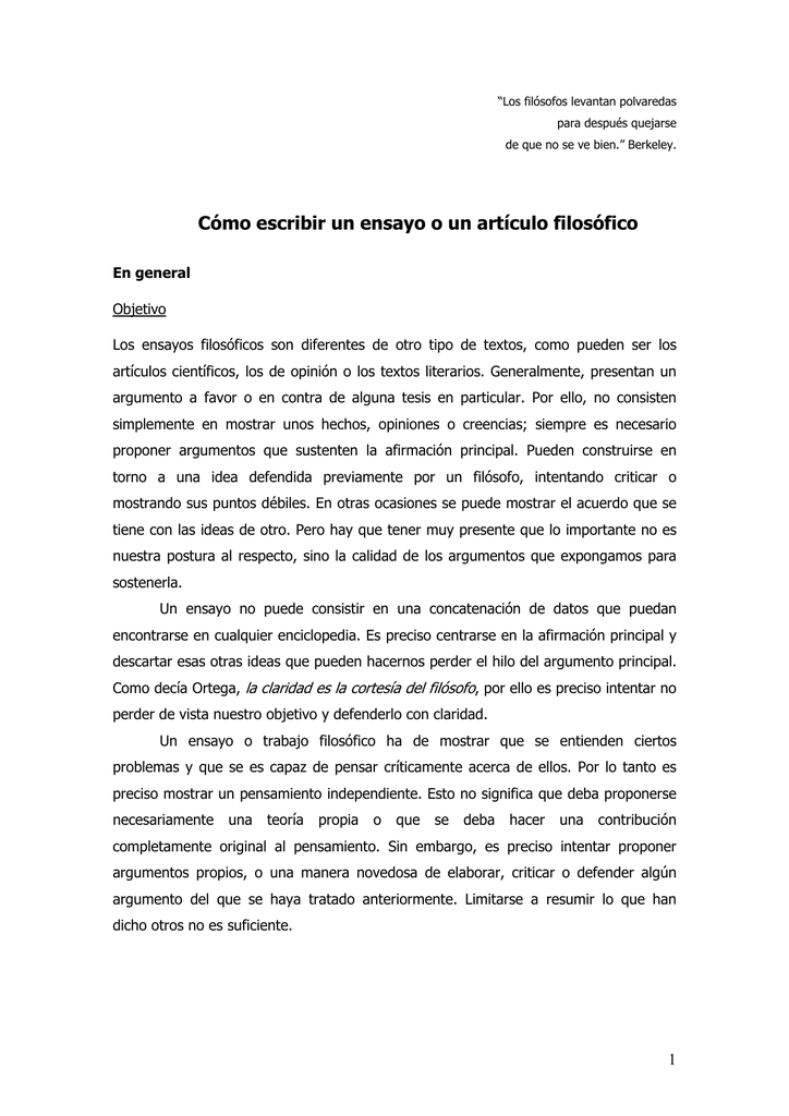 Cómo escribir un ensayo o un artículo filosófico
