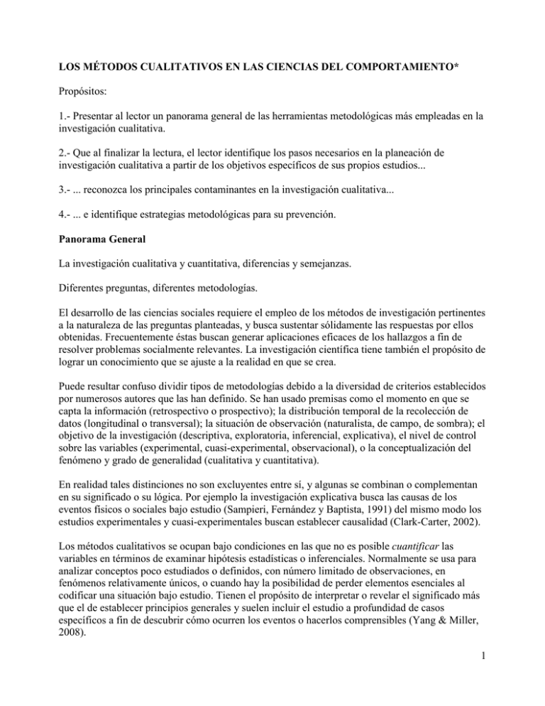 Los métodos cualitativos en las ciencias del comportamiento