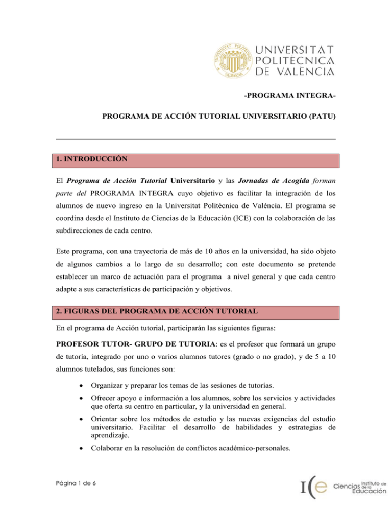PROGRAMA DE ACCIÓN TUTORIAL UNIVERSITARIO (PATU)