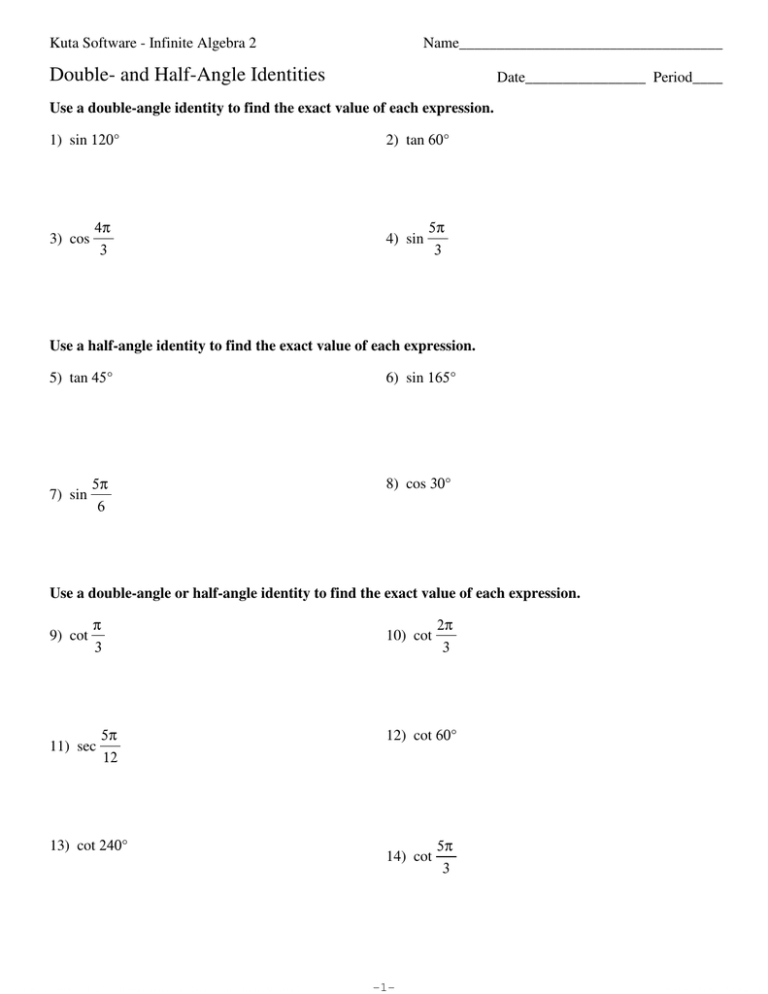 Double+Half Angle Identities