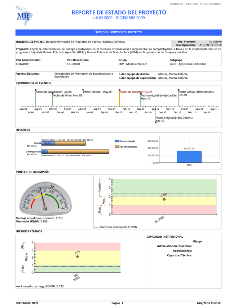 Reporte de estado del proyecto
