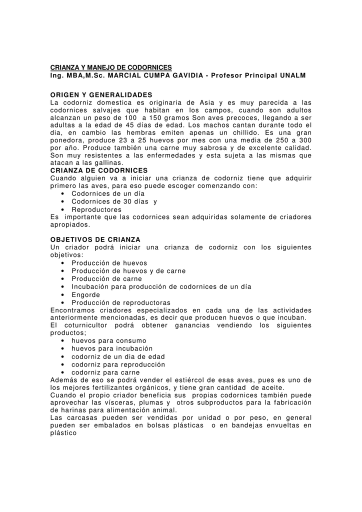 MANUAL DE CRIANZA DE CODORNIZ 10-09