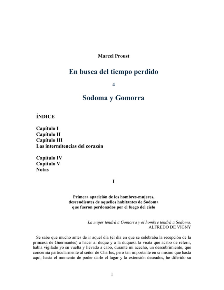 En busca del tiempo perdido Sodoma y Gomorra