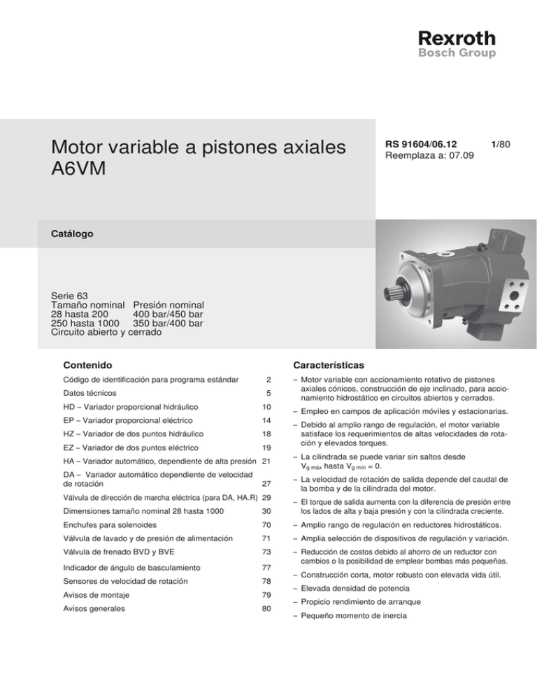 Motor variable a pistones axiales A6VM