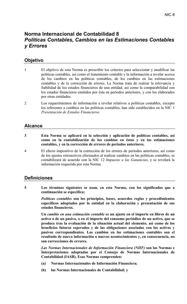 Políticas Contables, Cambios en las Estimaciones Contables
