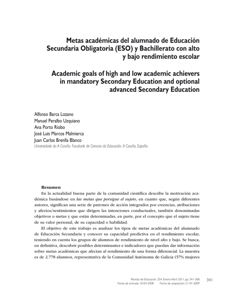 Metas académicas del alumnado de Educación Secundaria