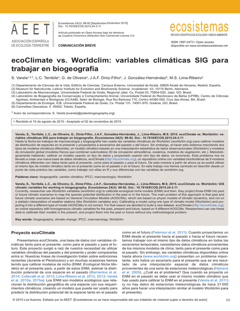 ecoClimate vs. Worldclim: variables climáticas SIG para trabajar en