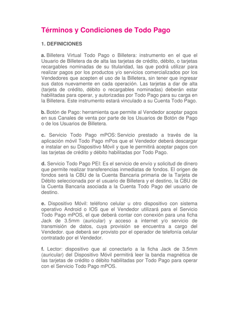 Términos y Condiciones de Todo Pago
