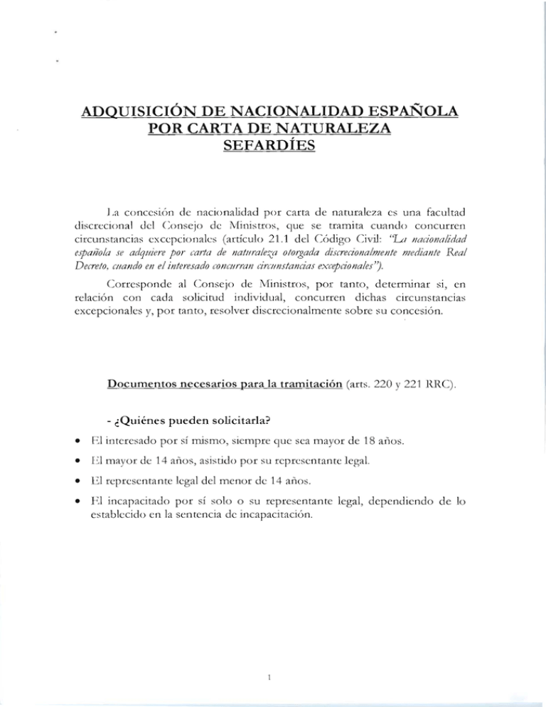 adquisición de nacionalidad española por carta de naturaleza