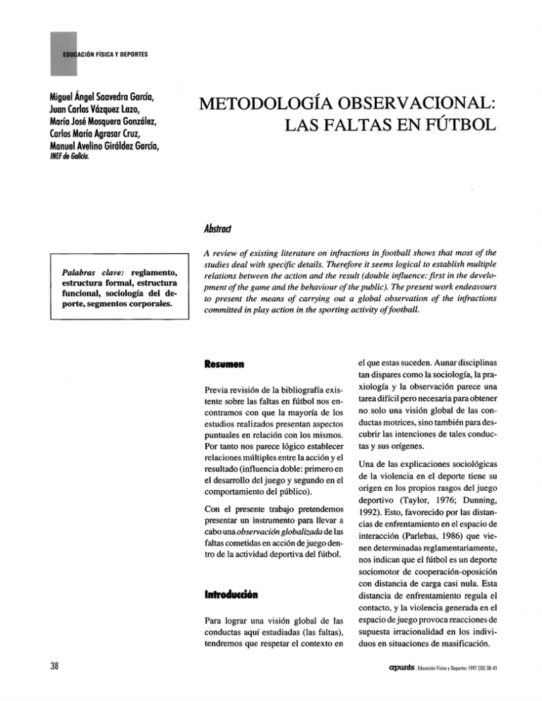 metodologia observ acional: las faltas en fútbol