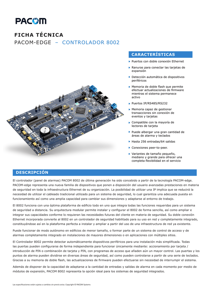 controlador de seguridad pacom 8002