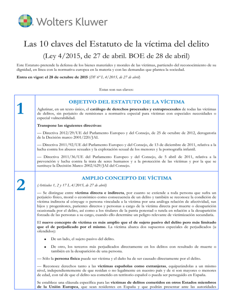 Las 10 Claves Del Estatuto De La Víctima Del Delito