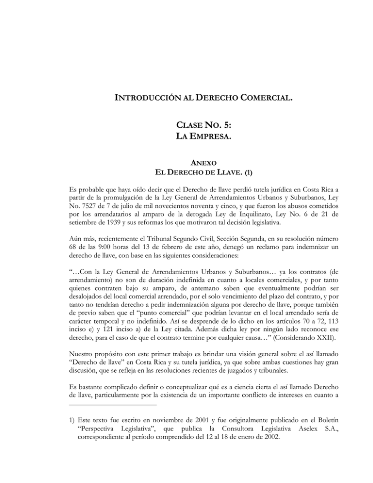 Derecho de Llave - derechocomercial