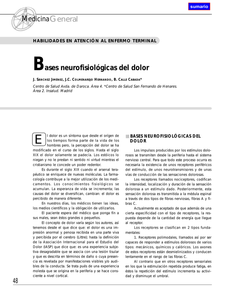 Bases neurofisiológicas del dolor