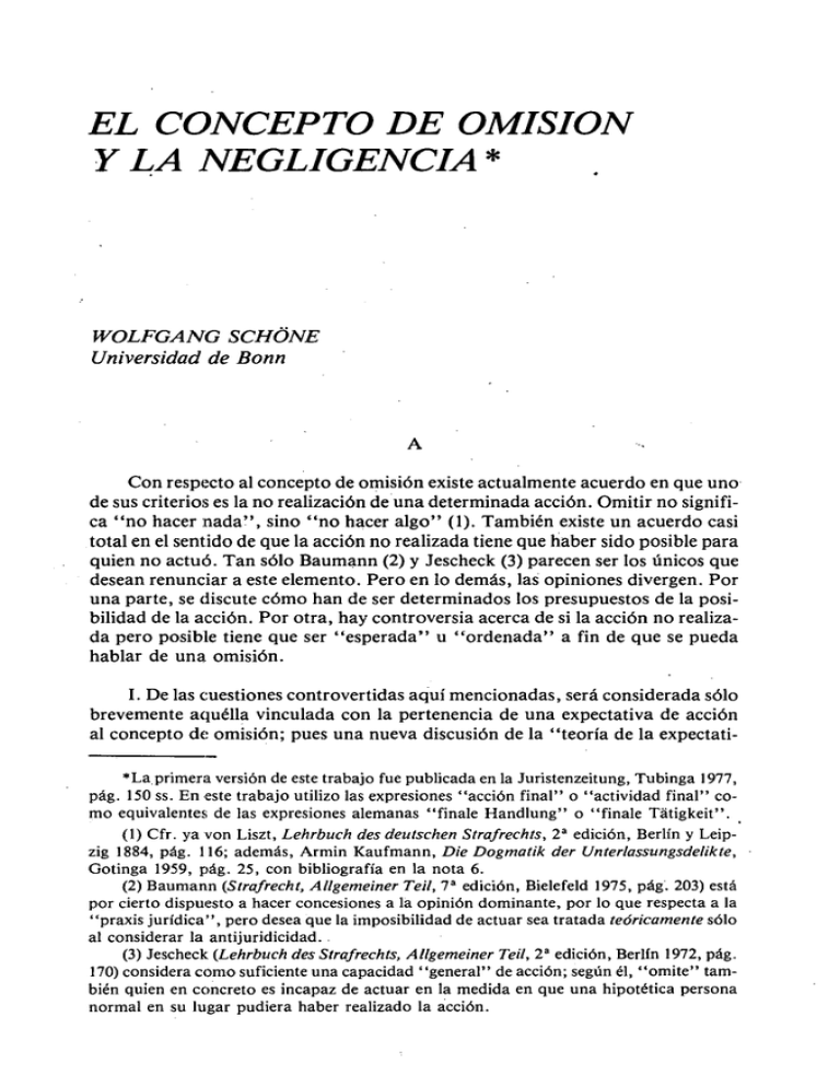 EL CONCEPTO DE OMISION y LA NEGLIGENCIA