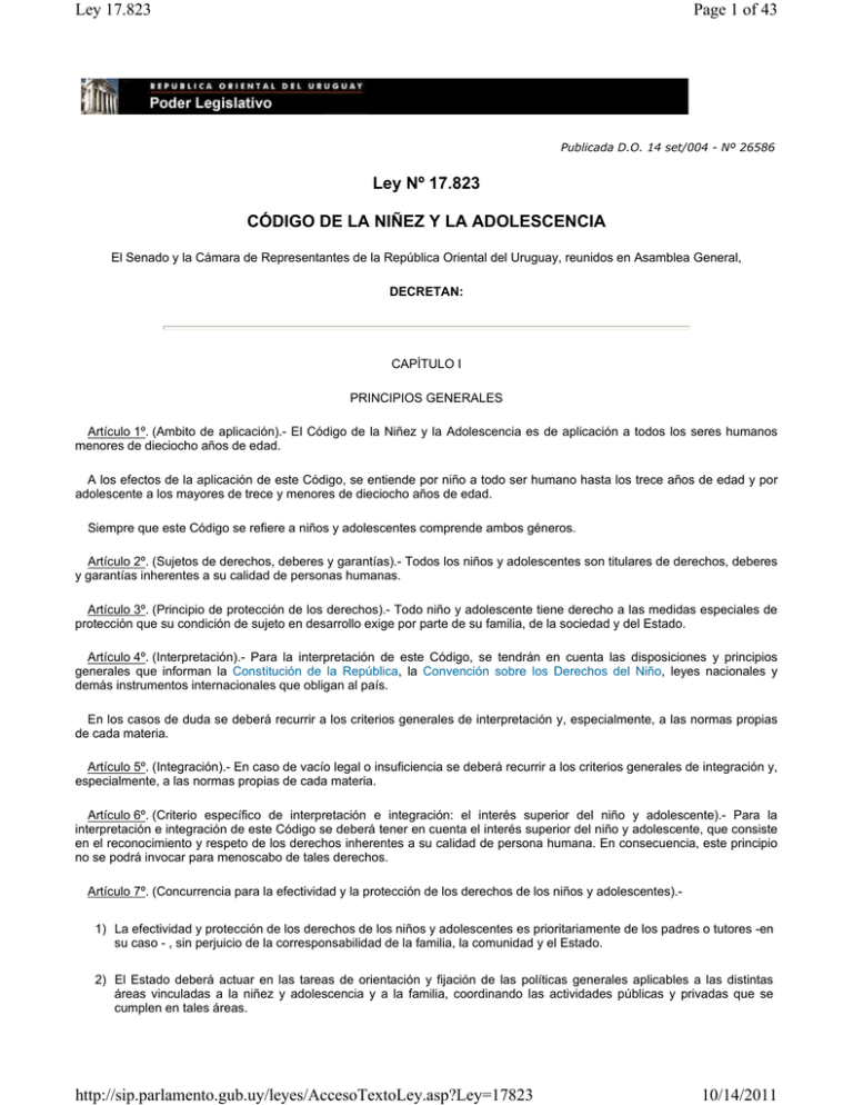 Codigo de la Niñez y la Adolescencia