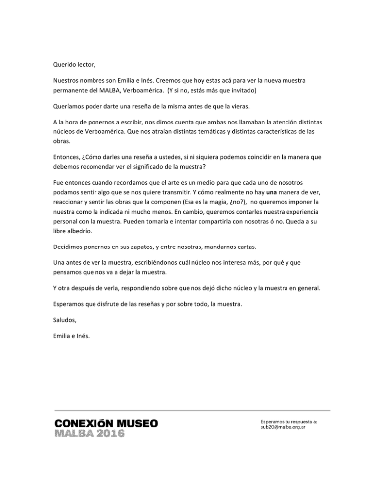 Carta al lector por Emilia Tessi y María Inés Ormeño