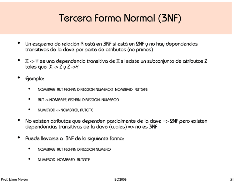 Tercera Forma Normal (3NF)