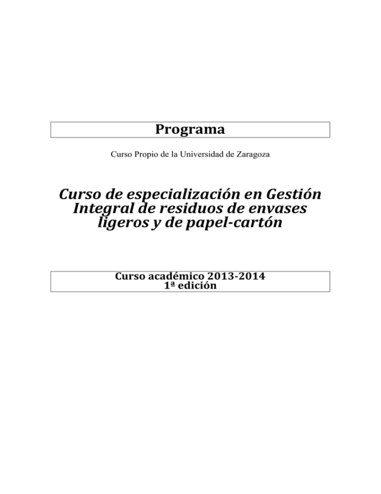 Programa del curso - Gobierno de Aragón