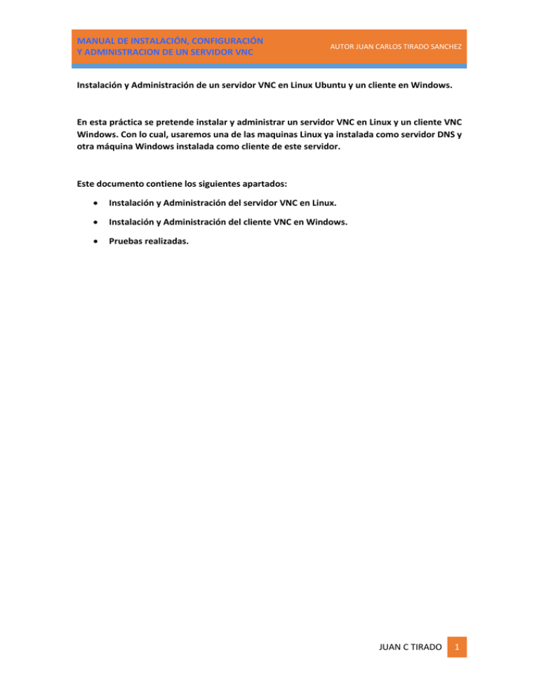 manual instalación configuración y administración Vnc