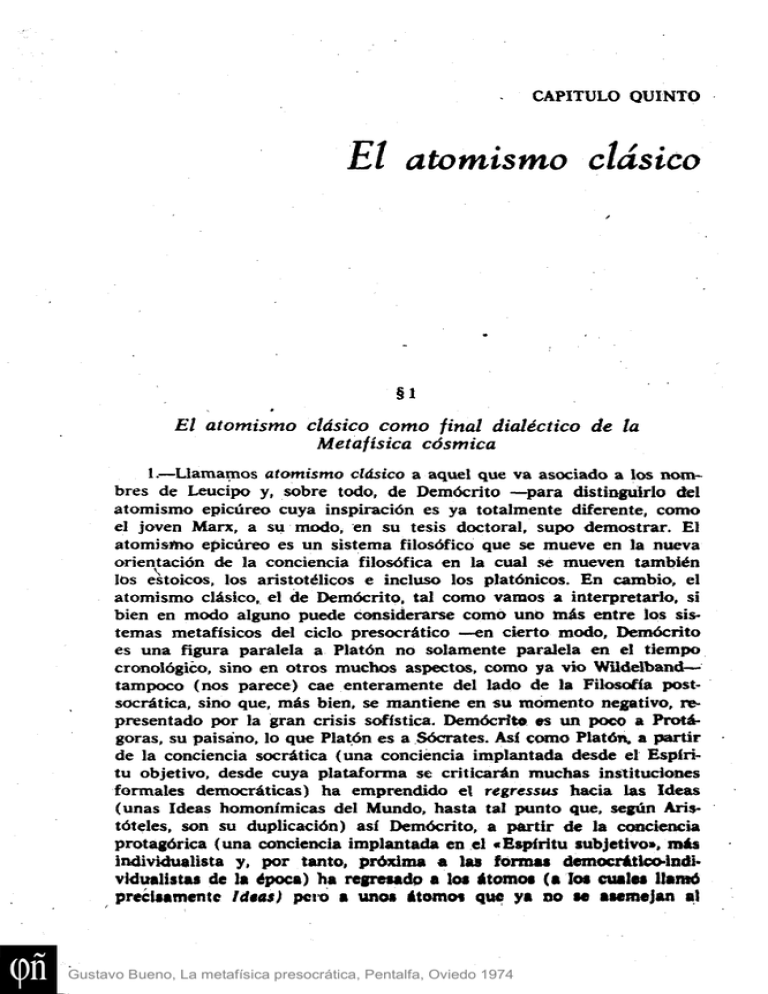 El atomismo clásico - Fundación Gustavo Bueno