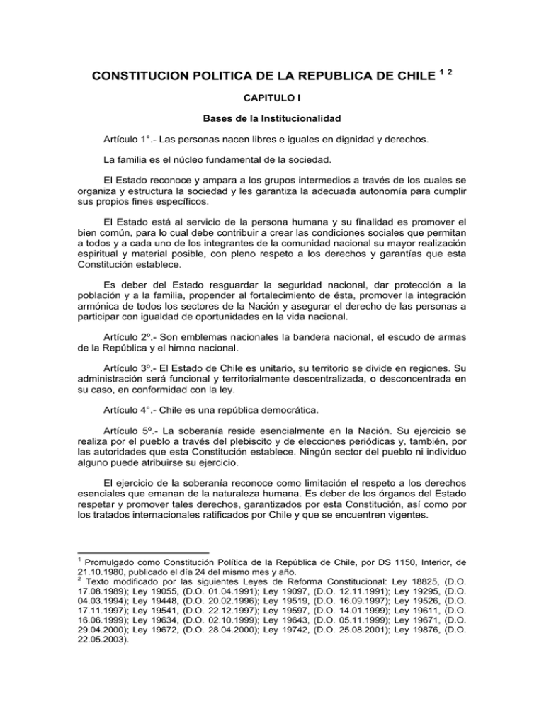 CONSTITUCION POLITICA DE LA REPUBLICA DE CHILE