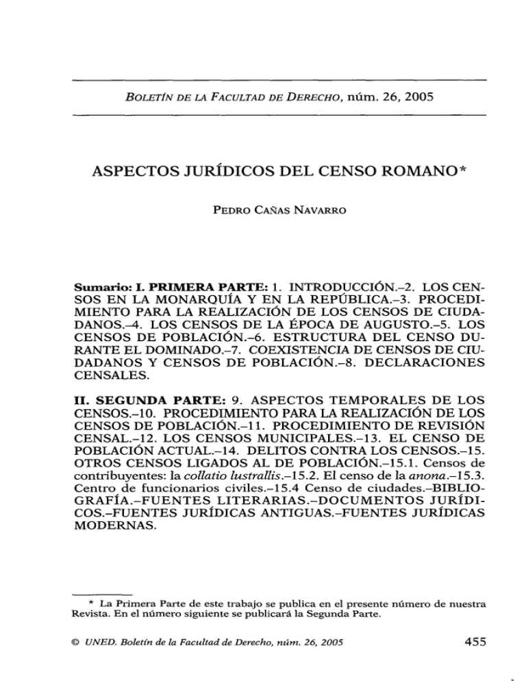 Aspectos Jurídicos del Censo Romano - e-Spacio